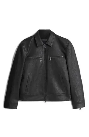 John Varvatos Tilden Embossed Leather Jacket