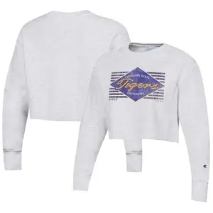 Champion Lsu Tigers Reverse Weave Cropped Pullover Sweatshirt - Heather Gray