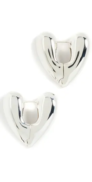 ANNIKA INEZ Large Heart Hoop Earrings - Silver