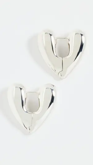 ANNIKA INEZ Large Heart Hoop Earrings - Silver