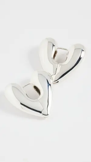 ANNIKA INEZ Large Heart Hoop Earrings - Silver