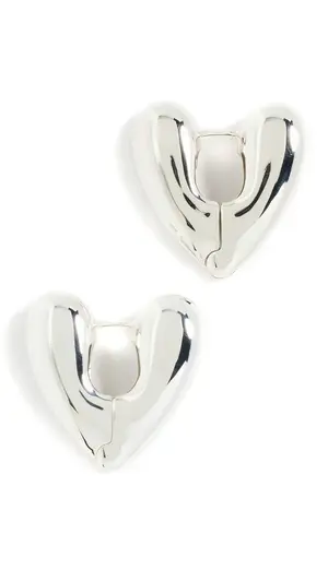 ANNIKA INEZ Large Heart Hoop Earrings - Silver