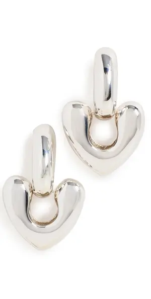 ANNIKA INEZ Large Heart Drop Earrings - Silver