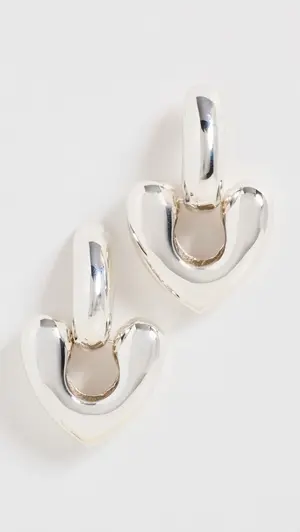 ANNIKA INEZ Large Heart Drop Earrings - Silver