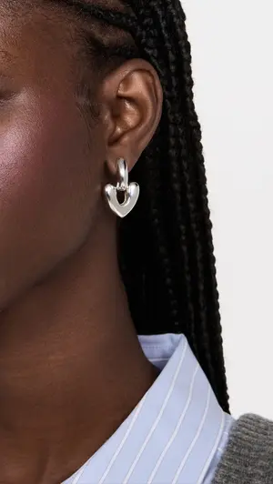 ANNIKA INEZ Large Heart Drop Earrings - Silver