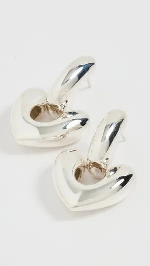 ANNIKA INEZ Large Heart Drop Earrings - Silver