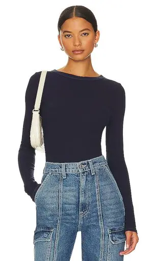 Enza Costa Silk Knit Long Sleeve Crew - Dark Navy