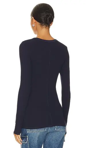 Enza Costa Silk Knit Long Sleeve Crew - Dark Navy