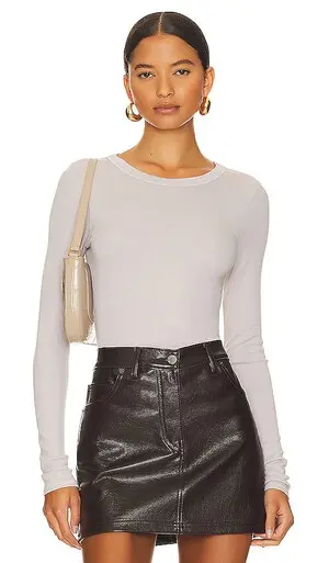 Enza Costa Silk Knit Long Sleeve Tuck Top - Salt