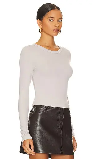 Enza Costa Silk Knit Long Sleeve Tuck Top - Salt
