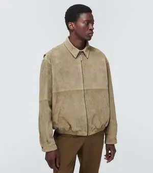 The Row Ronan Suede Blouson Jacket - Beige | Editorialist