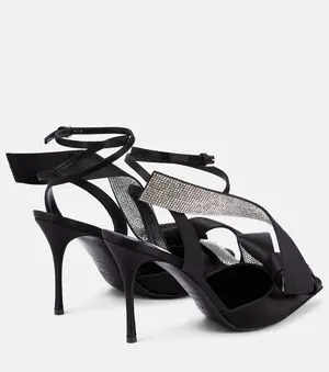 AREA X Sergio Rossi Embellished Satin Slingback Pumps