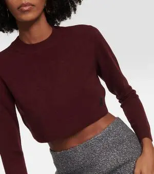 PATOU Cropped Merino Wool & Cashmere Sweater