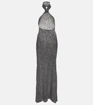 ANN DEMEULEMEESTER Halterneck Maxi Dress - Grey
