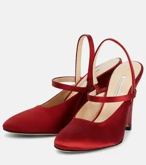 EMILIA WICKSTEAD Aster Satin Wedge Pumps