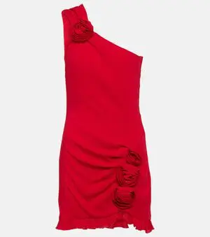 Blumarine Floral-appliqué Crêpe Minidress - Red