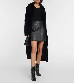 YVES SALOMON Wrap Leather Miniskirt