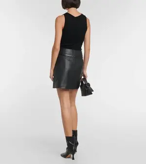 YVES SALOMON Wrap Leather Miniskirt