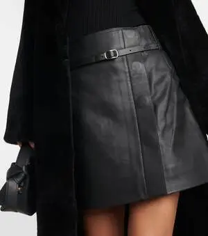YVES SALOMON Wrap Leather Miniskirt