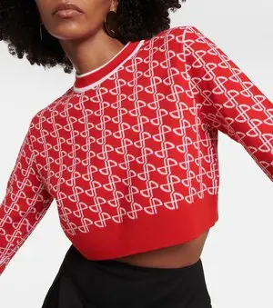 PATOU Logo Jacquard Wool Sweater - Red