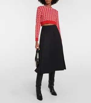 PATOU Logo Jacquard Wool Sweater - Red