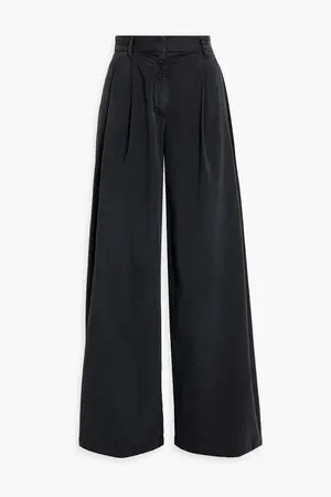 NILI LOTAN Dillon Pleated Wide-leg Pants - Dark Gray