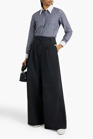 NILI LOTAN Dillon Pleated Wide-leg Pants - Dark Gray