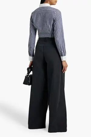 NILI LOTAN Dillon Pleated Wide-leg Pants - Dark Gray