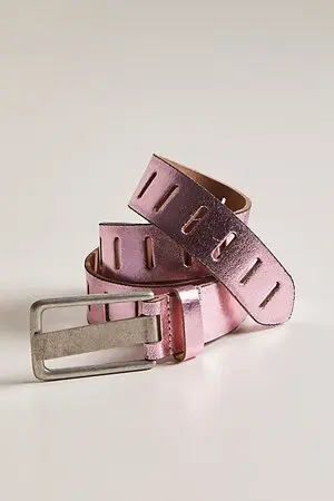 Free People We The Free Metallic Jona Leather Belt Pink