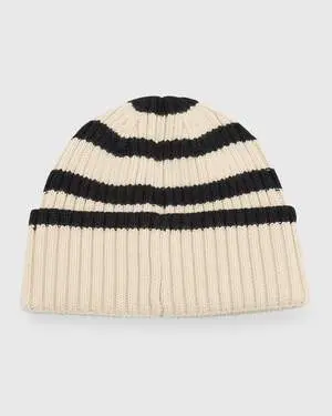 TOTÊME Signature Stripe Wool Beanie - Light Sand