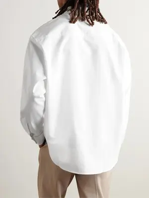 AMI Paris Button-down Collar Logo-embroidered Cotton Oxford Shirt