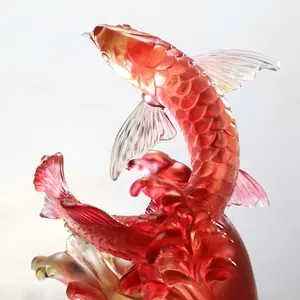LIULI Aligned With The Light, I Triumph Dragon Fish Figurine