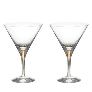 ORREFORS Intermezzo Gold Martini Glass, Set Of 2 Exclusive - Clear