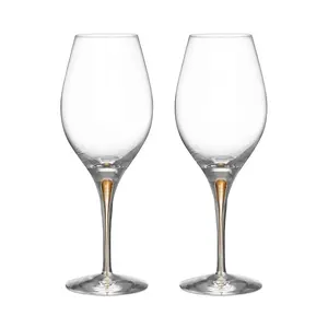 ORREFORS Intermezzo Balance Gold Wine Glass, Set Of 2 Exclusive - Clear