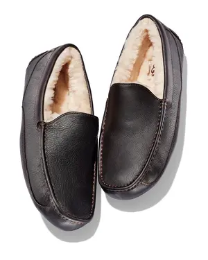 UGG Ascot Leather Slippers - Dark Spice