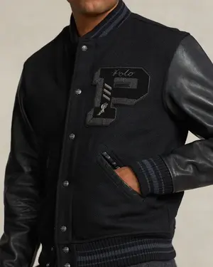 Ralph Lauren Mixed Media Letterman Jacket