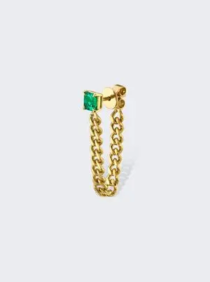 ANITA KO Cuban Link Earring With Emerald