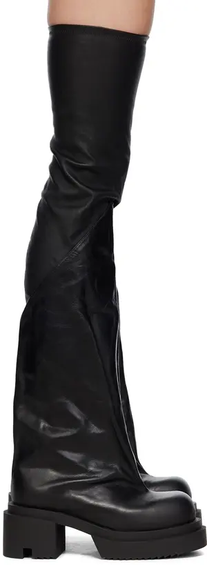 Rick Owens Black Bogun Tall Boots In 09 Black 55% Off Editorialist