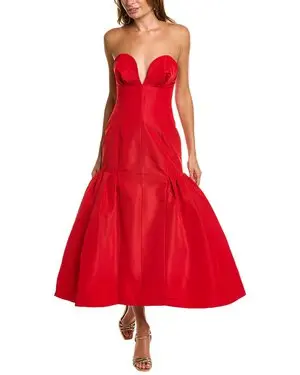 Carolina Herrera Carolina Herrera Bustier Silk Midi Dress - Red