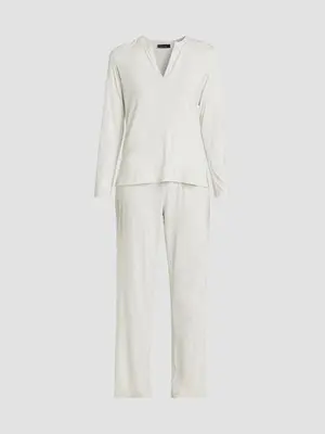 Natori Feathers Elets 2-piece Jersey Crop Lounge Set - Pebblestone