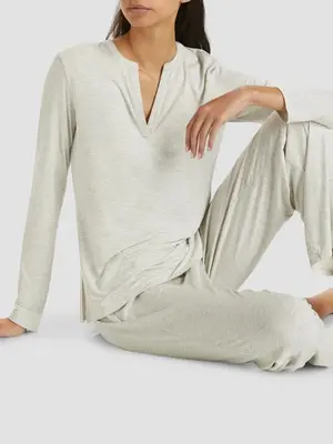 Natori Feathers Elets 2-piece Jersey Crop Lounge Set - Pebblestone