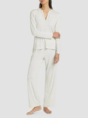 Natori Feathers Elets 2-piece Jersey Crop Lounge Set - Pebblestone