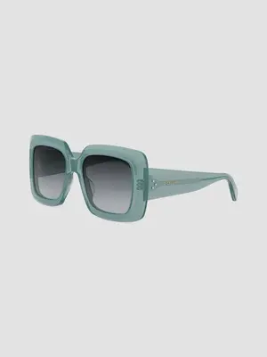 Celine Bold 54mm Square Sunglasses Transparent Teal Gradient