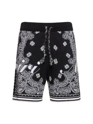 Amiri Cotton Bandana Shorts Black,white