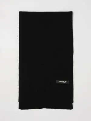 DONDUP Ribbed Wool And Cashmere Blend Scarf With Applied Logo - Black