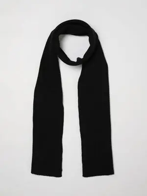 DONDUP Ribbed Wool And Cashmere Blend Scarf With Applied Logo - Black