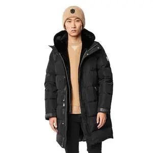 Mackage Down Coat With Removable Shearling Bib And Hood - Black