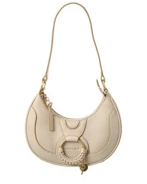 See By Chloé See By Chloe Hana Half Moon Leather Hobo Bag - Beige