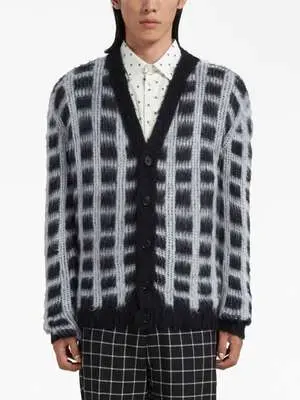 Marni Checked Mohair-blend Cardigan