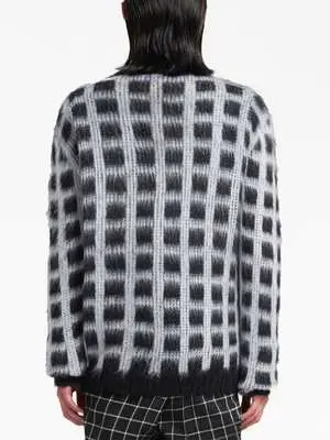 Marni Checked Mohair-blend Cardigan